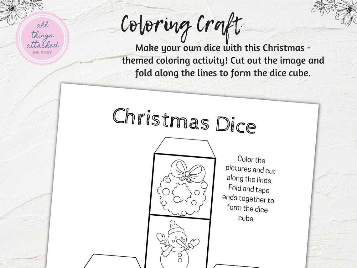 Christmas Dice Game | Printable Dice | Christmas Coloring Activity Page ...