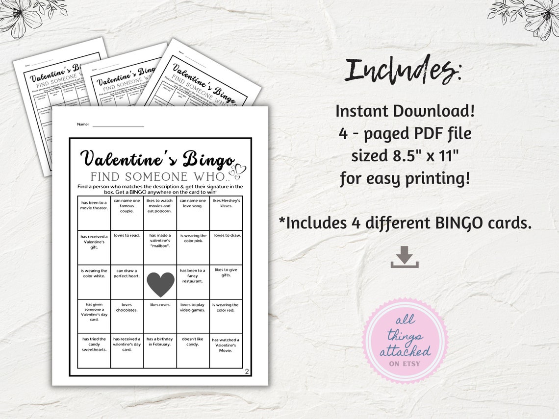 Valentine's Games | Printable Valentine's Bingo | Valentine's Day ...
