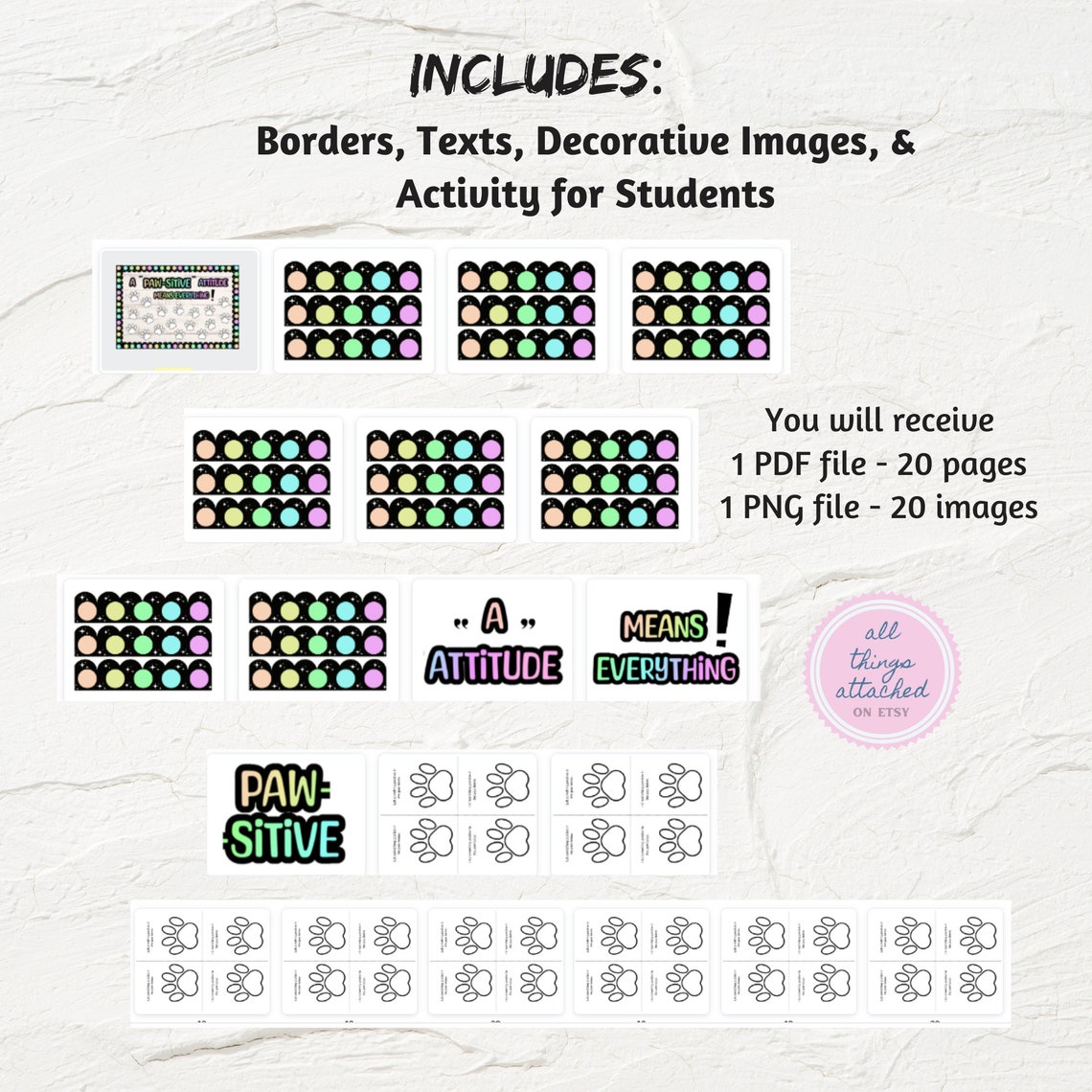 Positive Attitude Bulletin Board Kit Printable Positive Classroom Decor ...