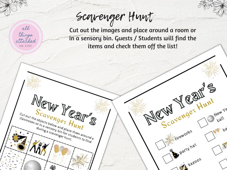 New Year's Scavenger Hunt | Printable New Year's Eve Game | Noon Years ...