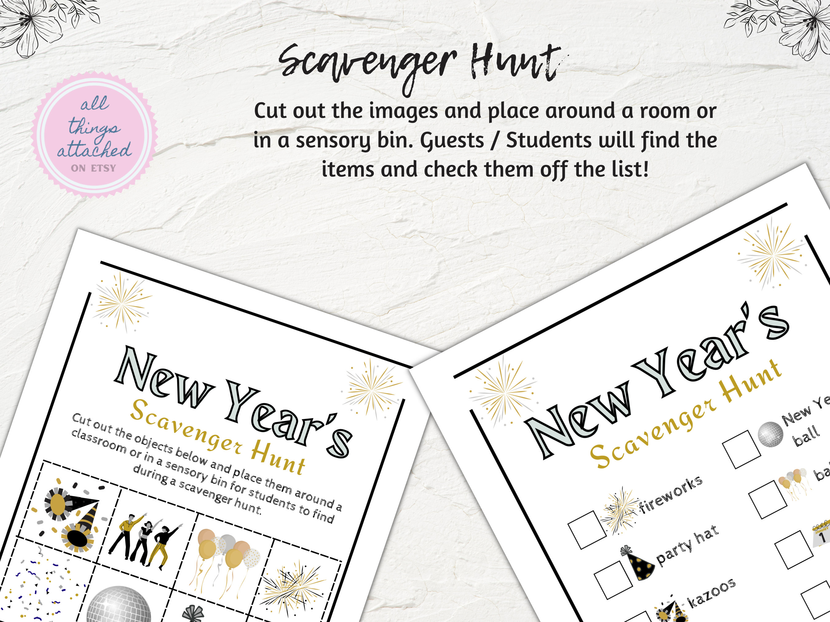 New Year's Scavenger Hunt | Printable New Year's Eve Game | Noon Years ...