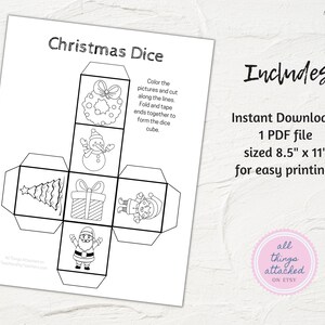 Christmas Dice Game | Printable Dice | Christmas Coloring Activity Page ...
