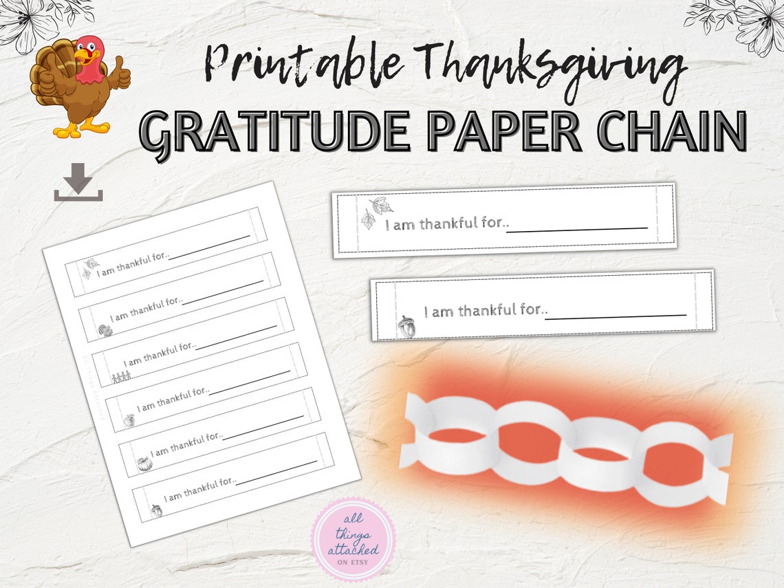 Thanksgiving Gratitude | Printable Paper Chain | I'm Thankful for | 30 ...