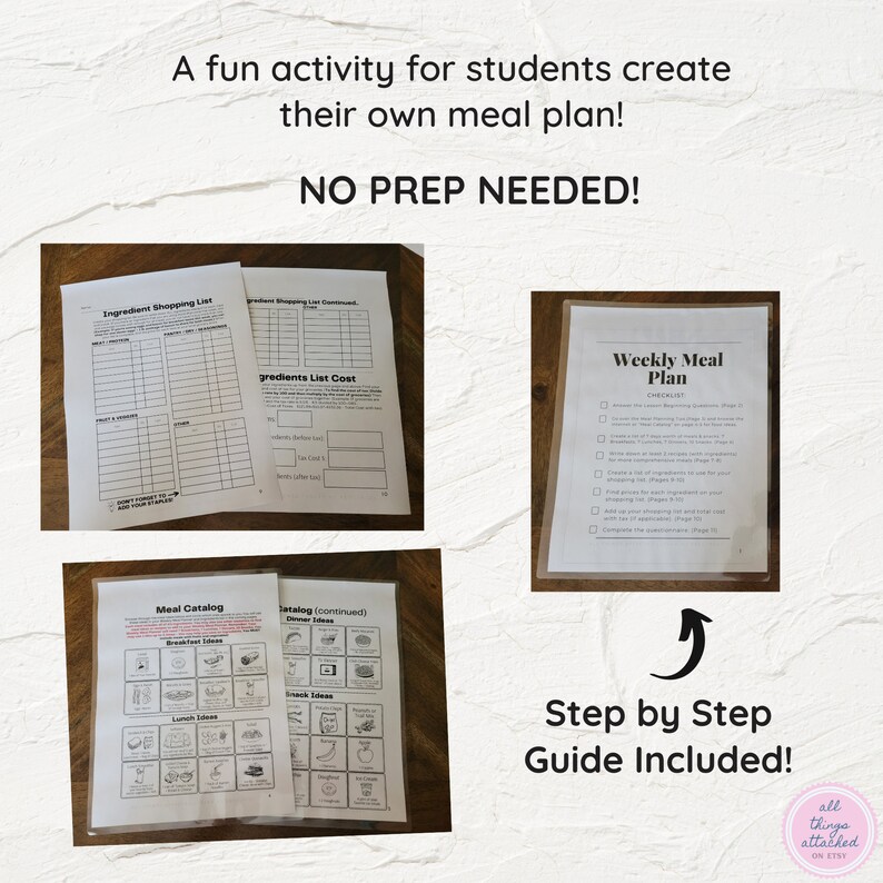 Printable Life Skills Lesson | Kids Meal Planning Activity | NO PREP ...