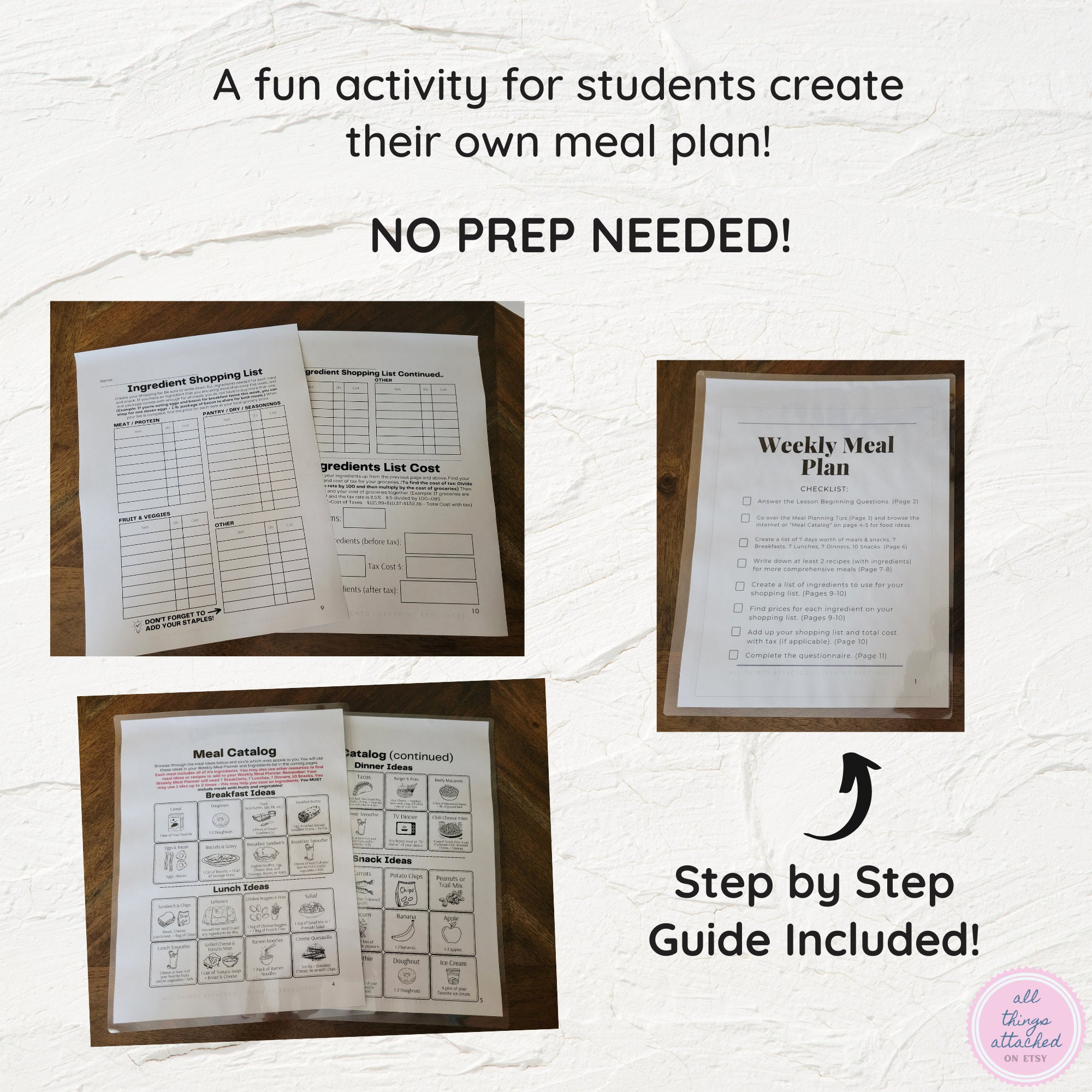 Printable Life Skills Lesson | Kids Meal Planning Activity | NO PREP ...