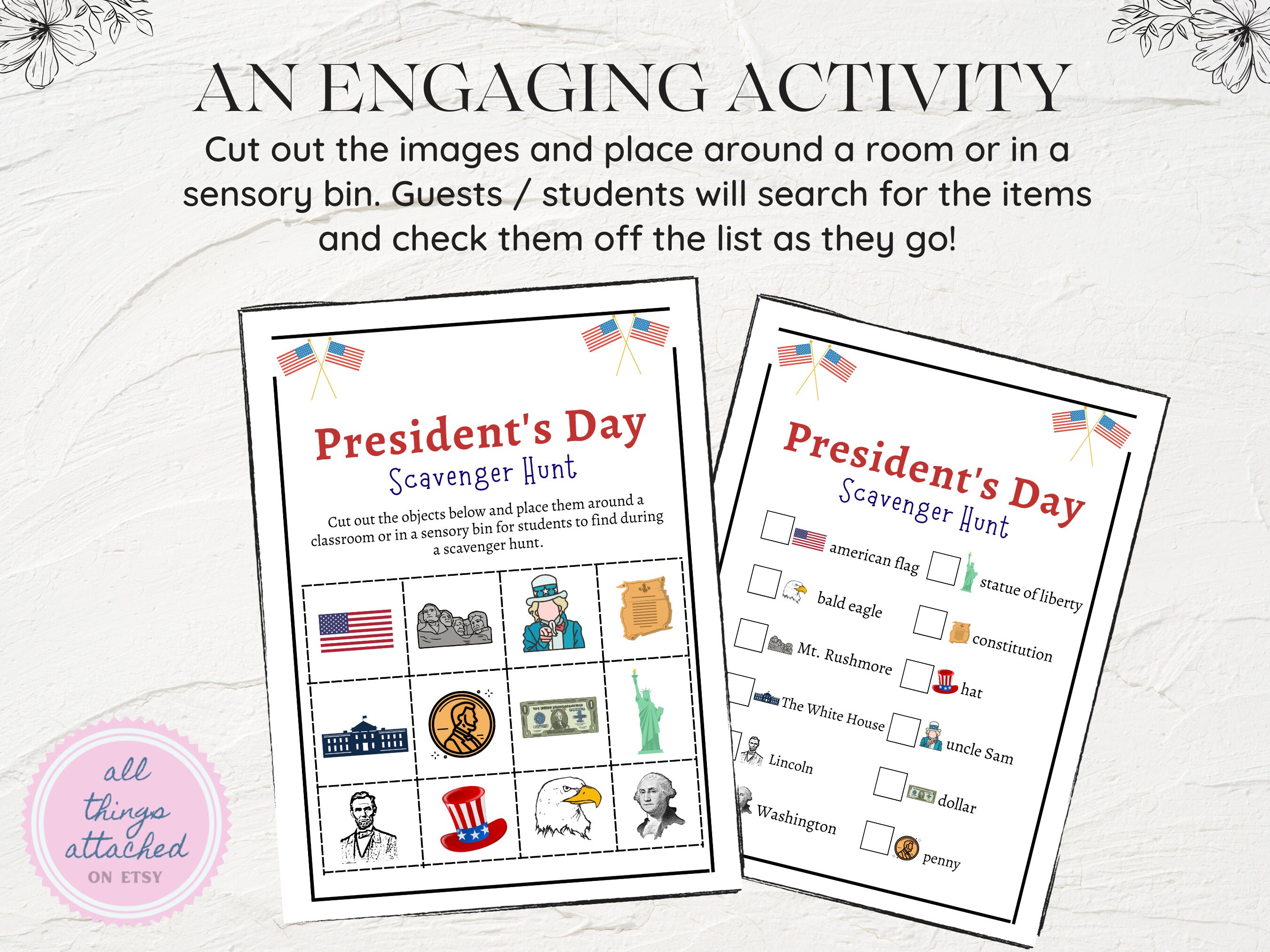 President's Day Scavenger Hunt | Printable President's Day Activity for ...