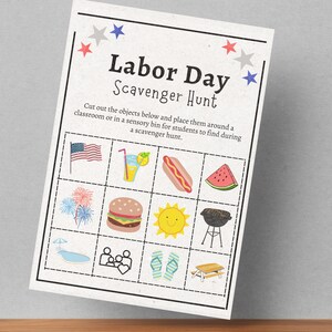 Labor Day Scavenger Hunt | Printable Labor Day Day Activity for Kids ...