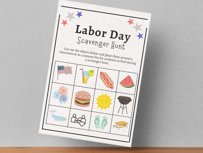 Labor Day Scavenger Hunt | Printable Labor Day Day Activity for Kids ...