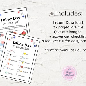 Labor Day Scavenger Hunt | Printable Labor Day Day Activity for Kids ...