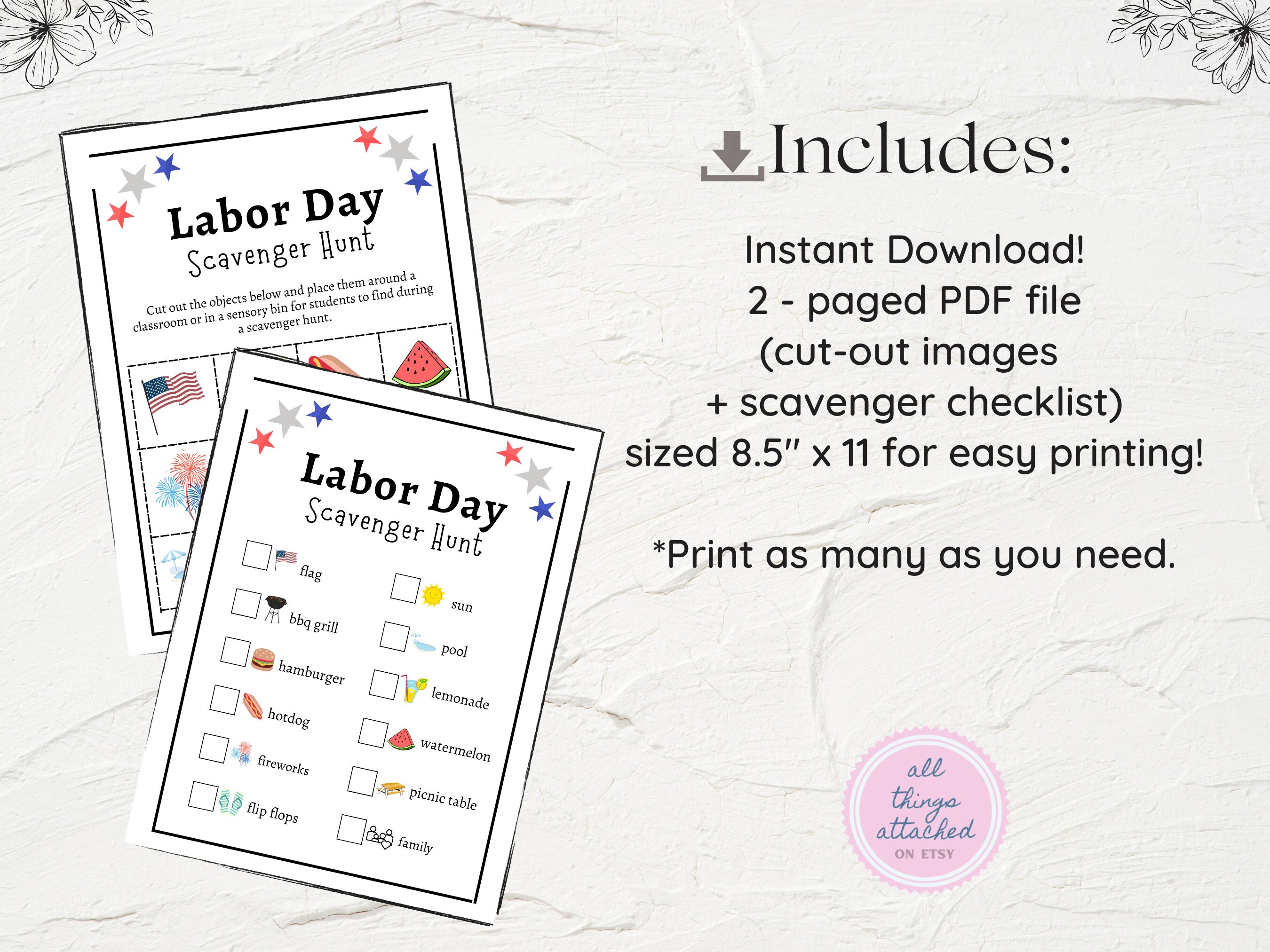 Labor Day Scavenger Hunt | Printable Labor Day Day Activity for Kids ...