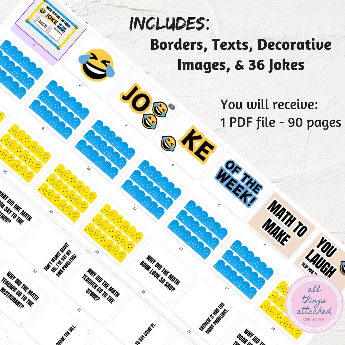 Math Joke of the Week Bulletin Board Printable Math Bulletin Board Kit ...