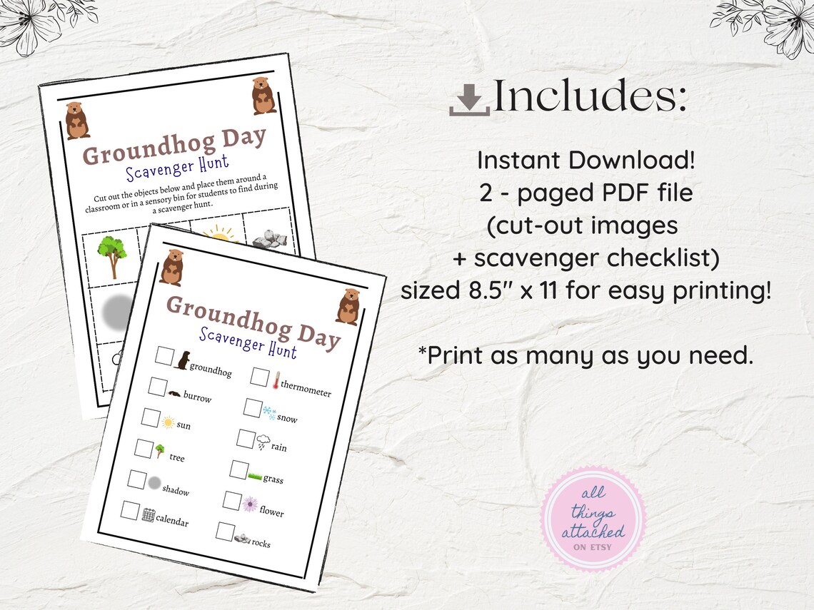 Groundhog Day Scavenger Hunt | Printable Groundhog Day Activity for ...