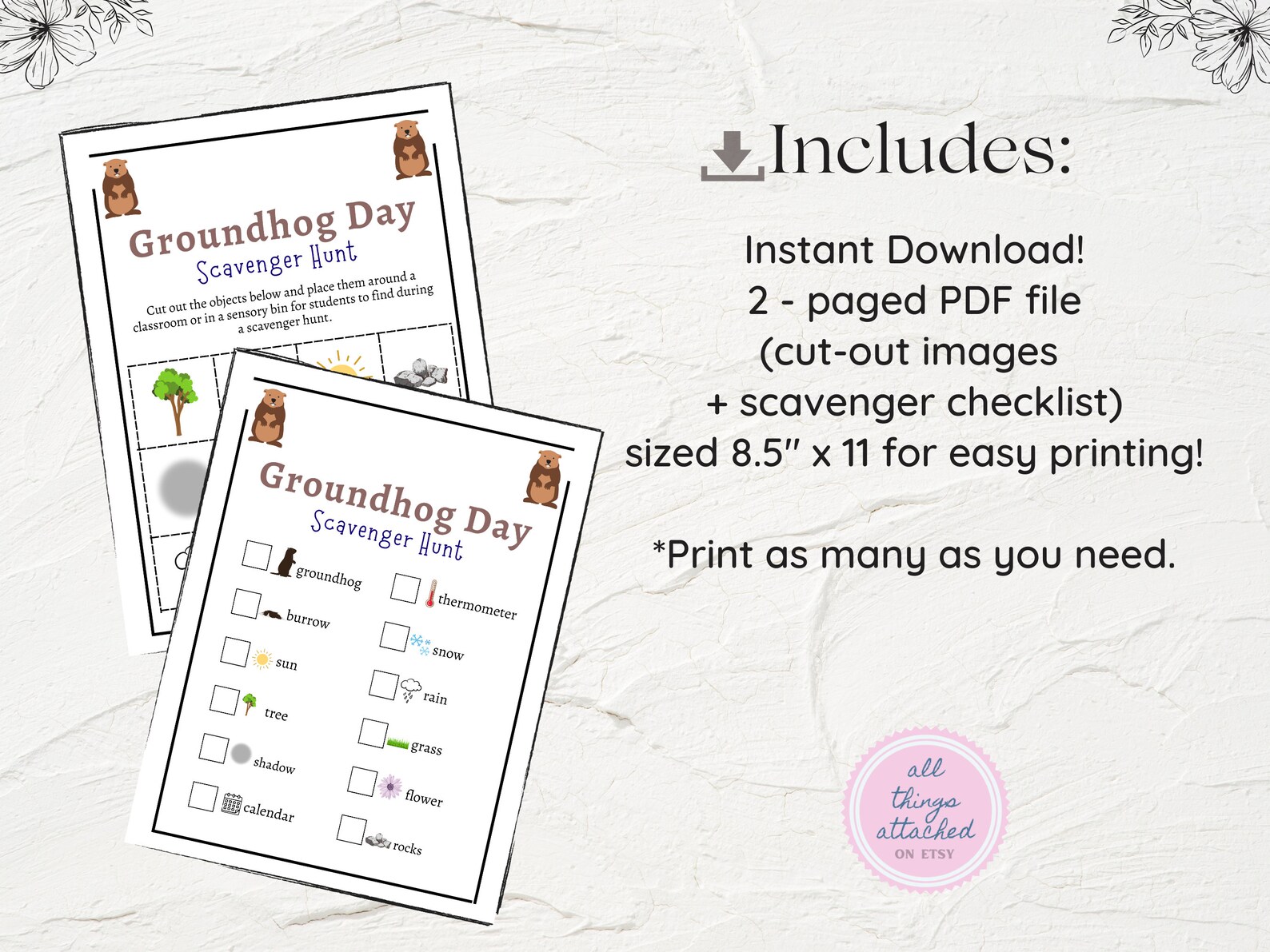 Groundhog Day Scavenger Hunt | Printable Groundhog Day Activity for ...