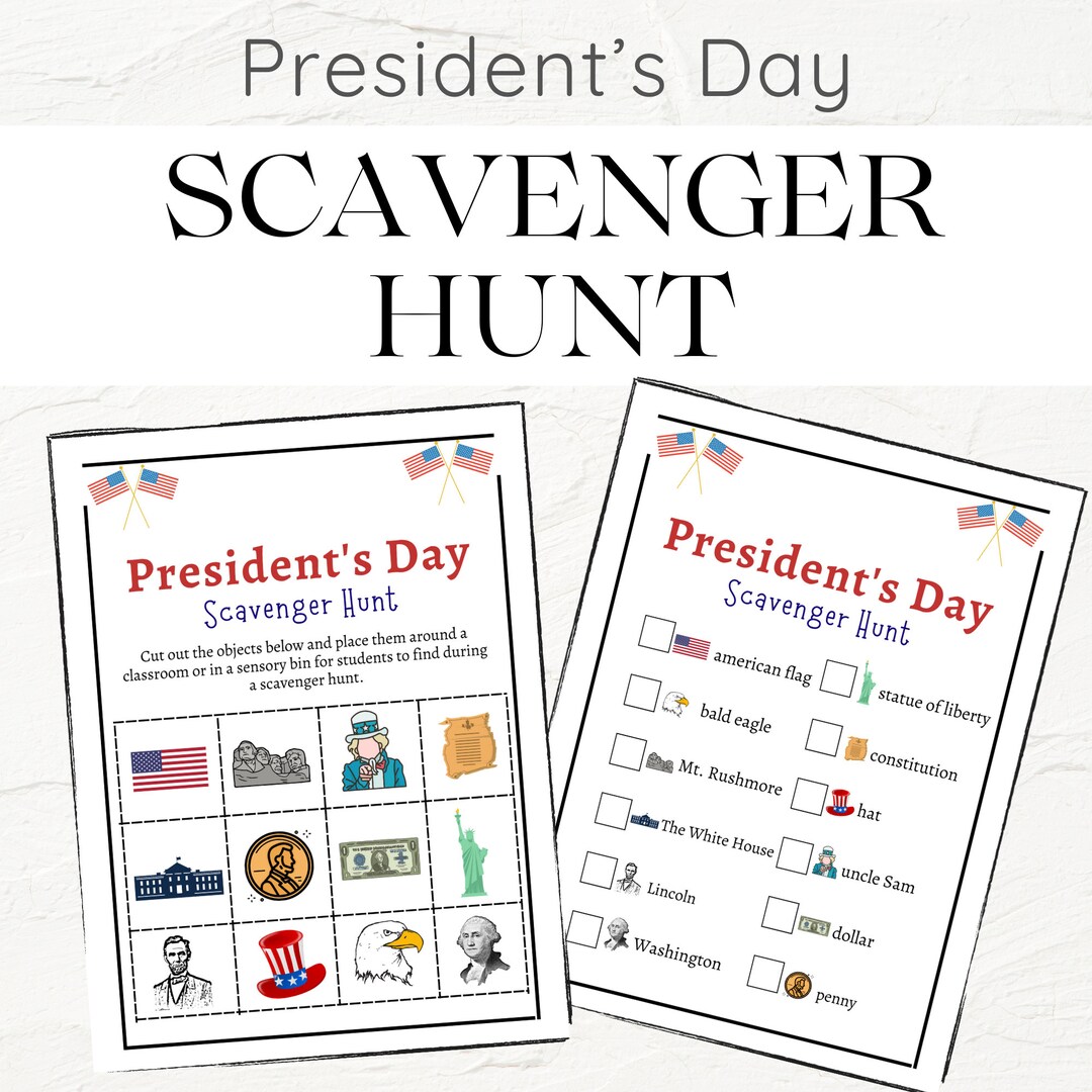 President's Day Scavenger Hunt | Printable President's Day Activity for ...