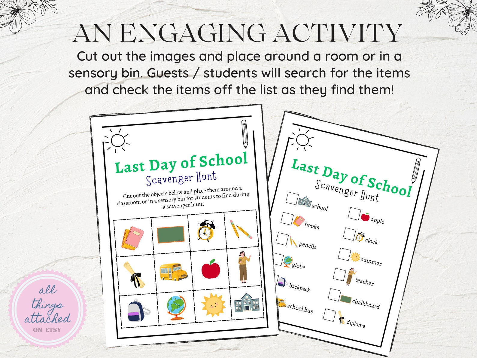 Last Day of School Activity | Printable Scavenger Hunt |end of the Year ...