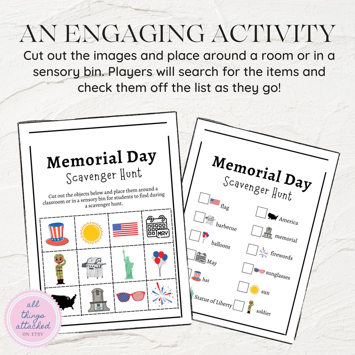 Memorial Day Scavenger Hunt | Printable Scavenger Hunt | Memorial Day ...