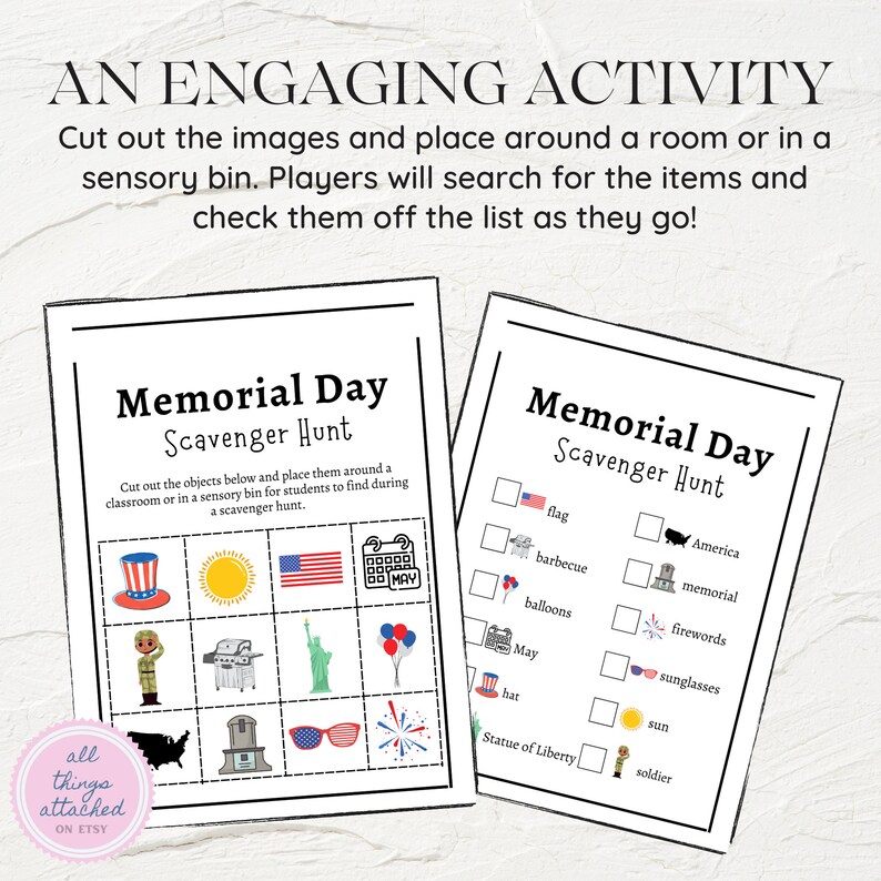 Memorial Day Scavenger Hunt | Printable Scavenger Hunt | Memorial Day ...