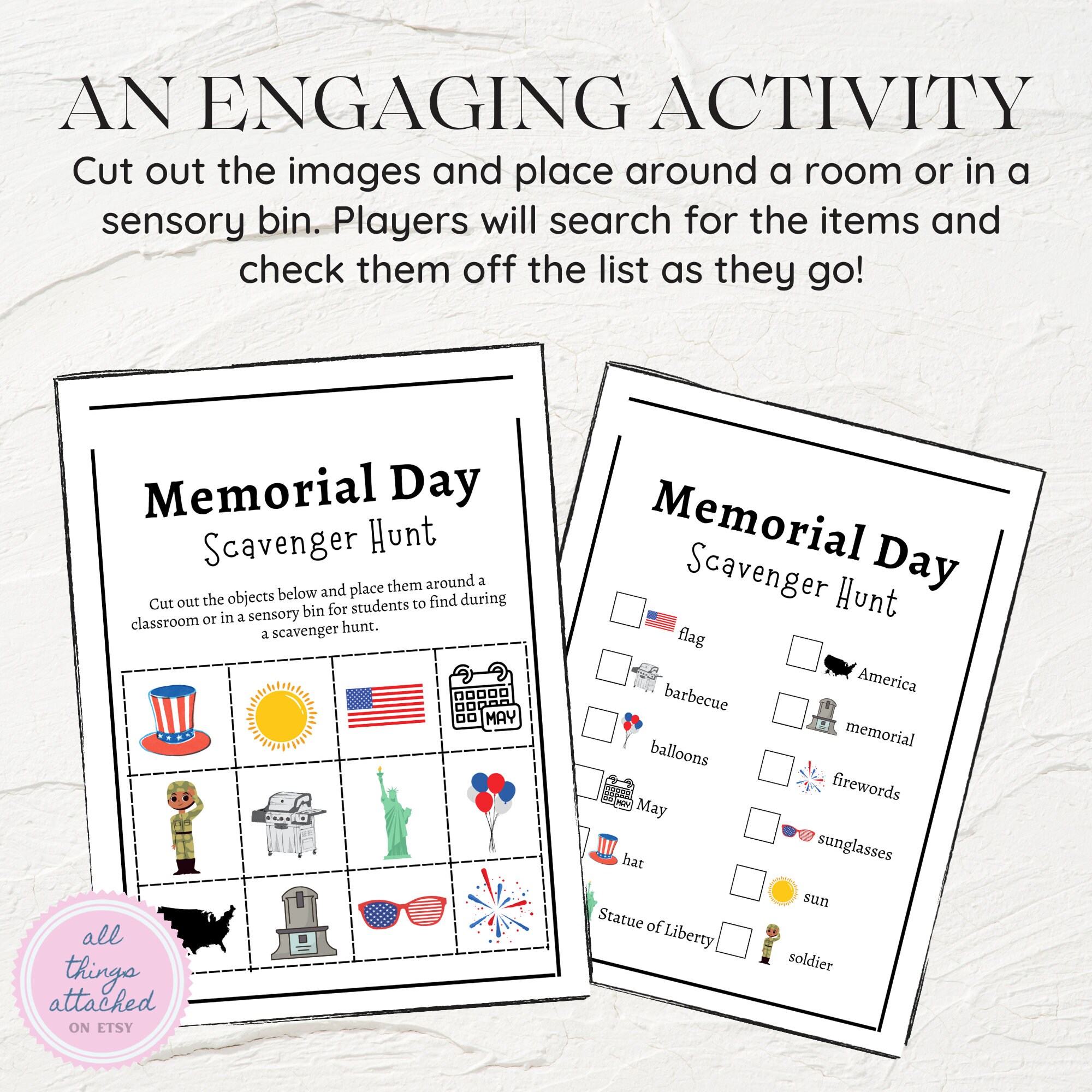 Memorial Day Scavenger Hunt | Printable Scavenger Hunt | Memorial Day ...