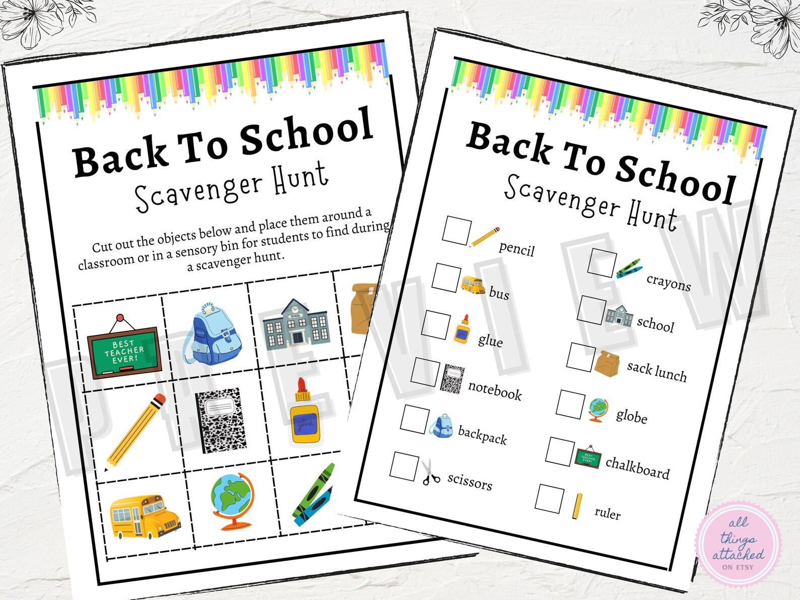 Back to School Scavenger Hunt | Printable Back to School Activity for ...