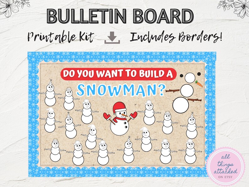 Winter Bulletin Board Kit Printable January Bulletin Board Set Build A ...