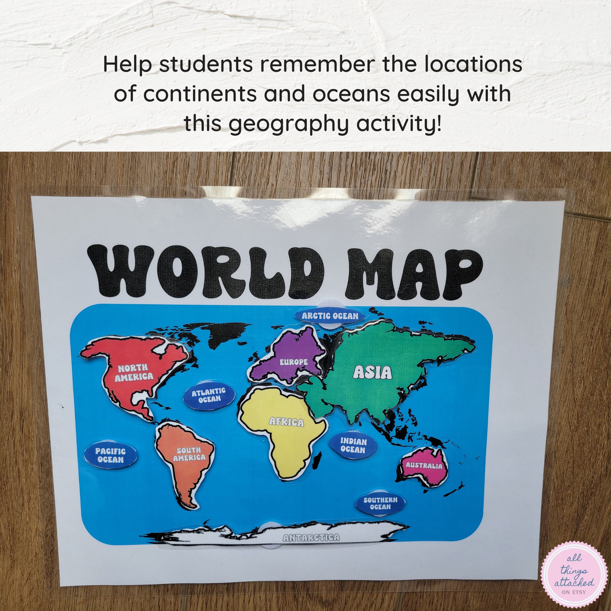 Continents and Oceans Printable Puzzle | World Geography Map Activity ...