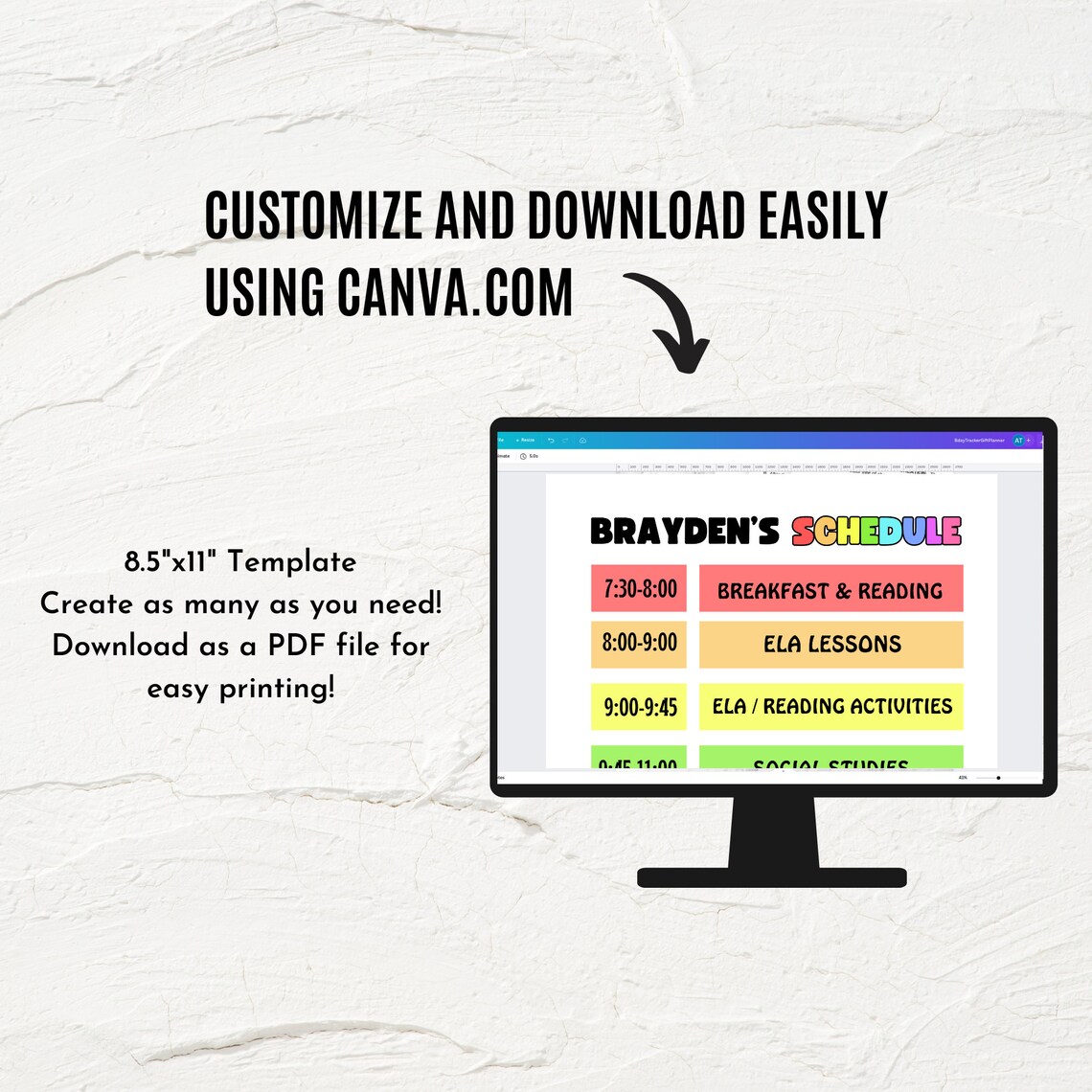 Classroom Schedule Template | Editable Homeschool Schedule | Printable ...
