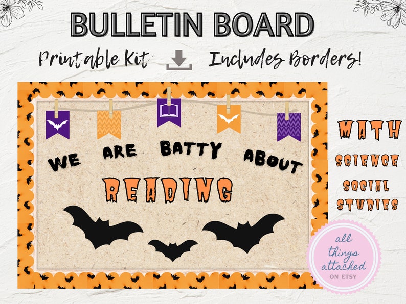 Halloween Themed Bulletin Board Set Printable October Board - Etsy