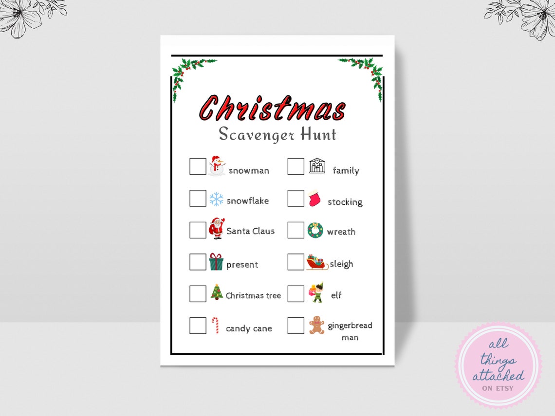 Christmas Scavenger Hunt Printable Christmas Game Kids Christmas ...