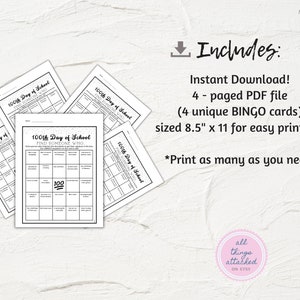100th Day of School Games | Printable Classroom Bingo | 100th Day ...