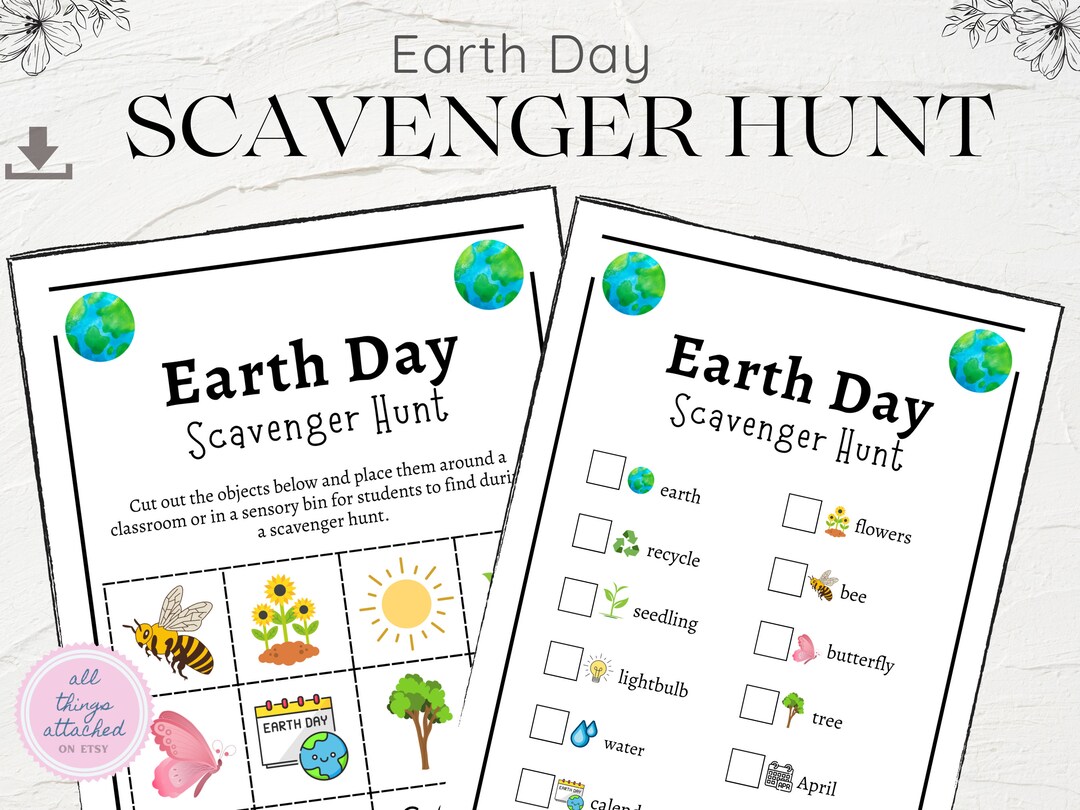 Earth Day Scavenger Hunt Printable Earth Day Activity for - Etsy