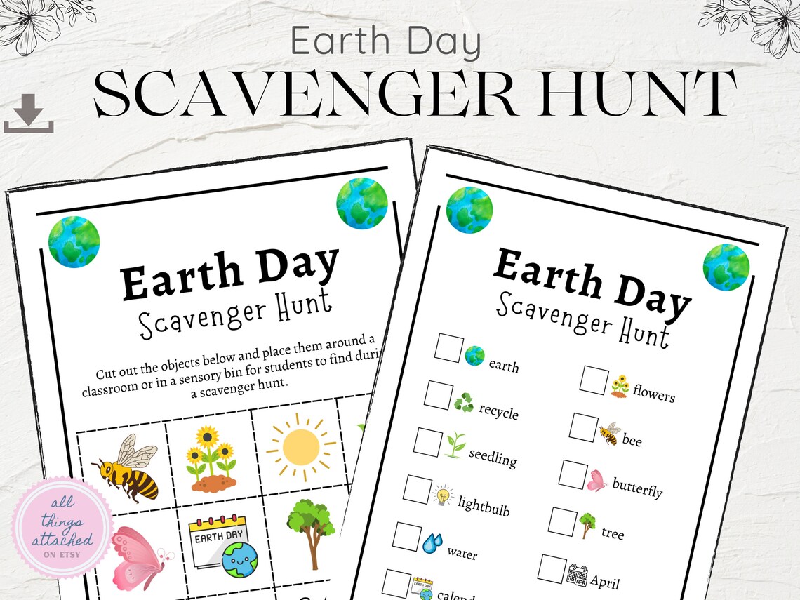 Earth Day Scavenger Hunt Printable Earth Day Activity for Kids Earth ...