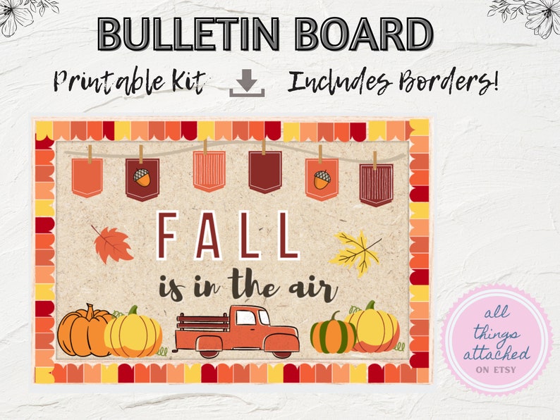 Fall Bulletin Board | Printable Pumpkin Themed Board Set | Autumn ...