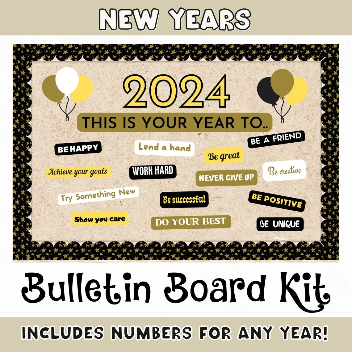New Year Bulletin Board Idea Printable Bulletin Board Kit January ...