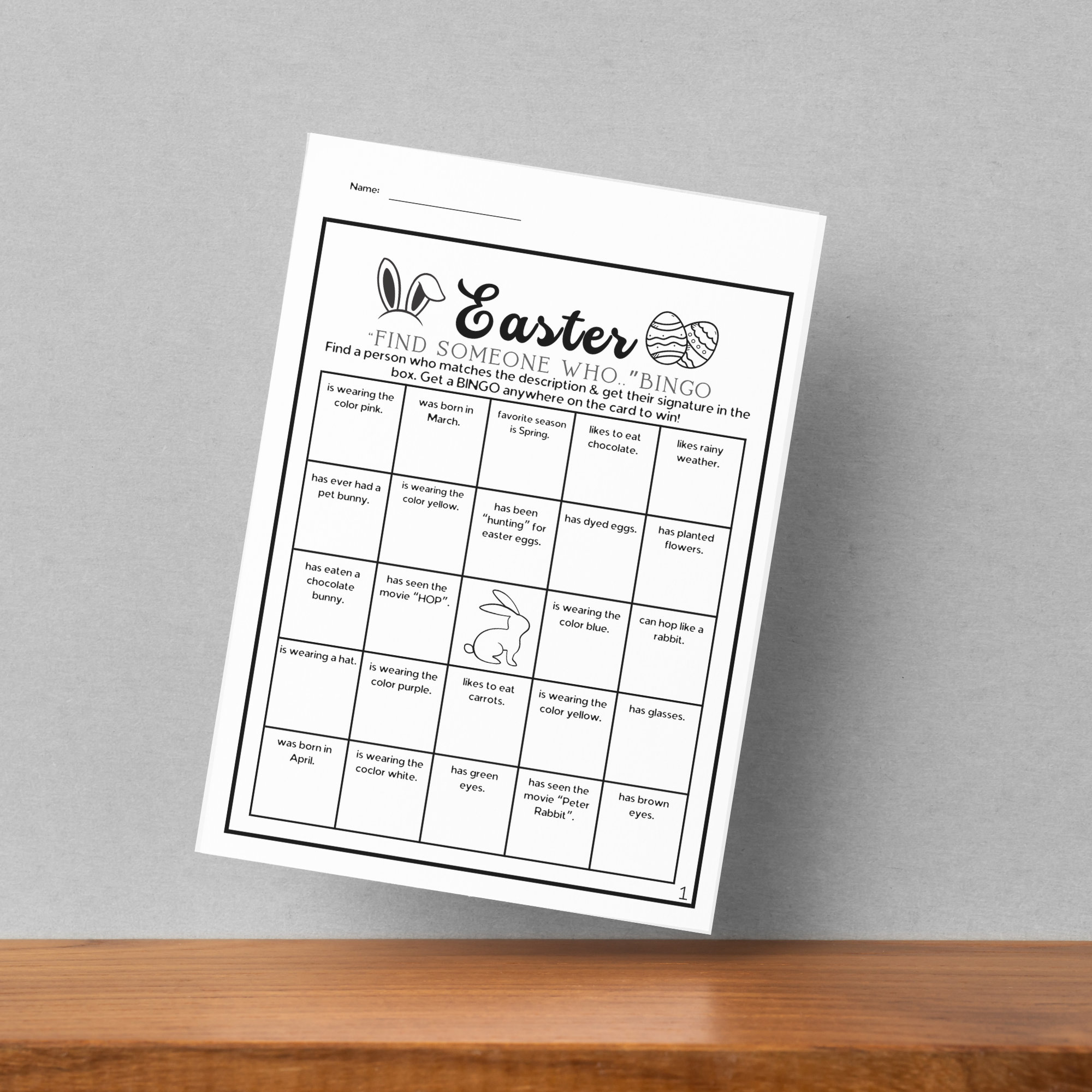 Easter Game Printable Easter Bingo Find the Guest Who Printable Find ...