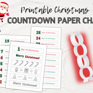 Christmas Countdown | Printable Paper Chain | 25 Days Til Christmas ...