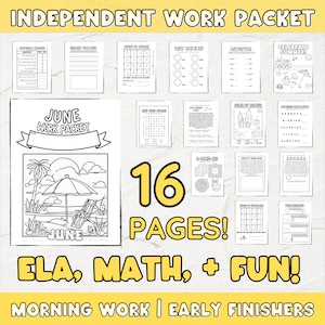 2nd 3rd 4th Grade Worksheets | Early Finishers Work Packet for June ...