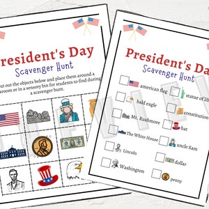 President's Day Scavenger Hunt | Printable President's Day Activity for ...