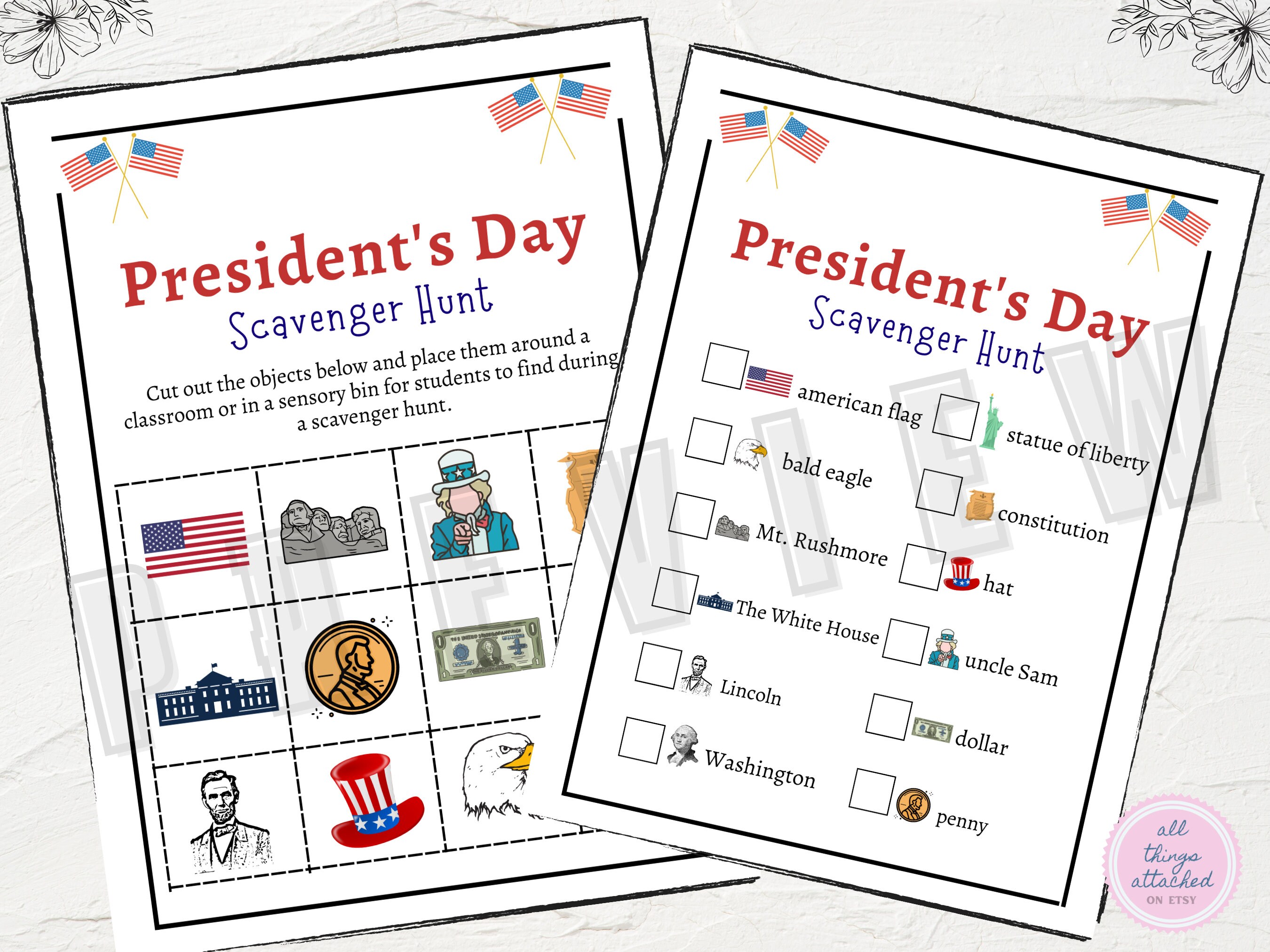 President's Day Scavenger Hunt | Printable President's Day Activity for ...
