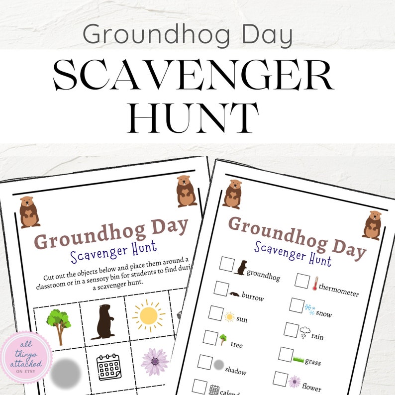 Groundhog Day Scavenger Hunt | Printable Groundhog Day Activity for ...