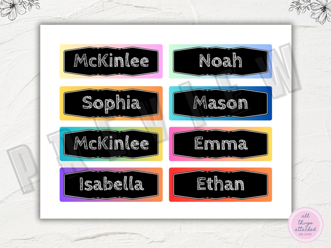 Classroom Name Labels Template Editable Classroom Labels Name Tags ...