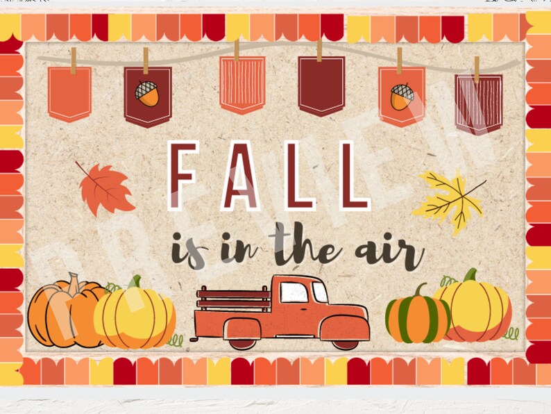 Fall Bulletin Board | Printable Pumpkin Themed Board Set | Autumn ...