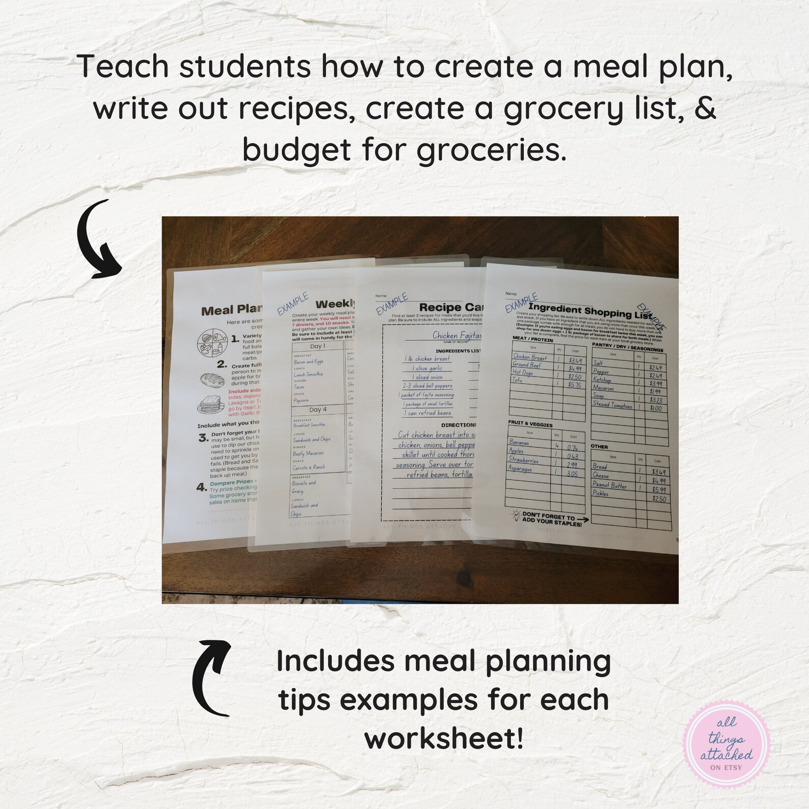 Printable Life Skills Lesson | Kids Meal Planning Activity | NO PREP ...