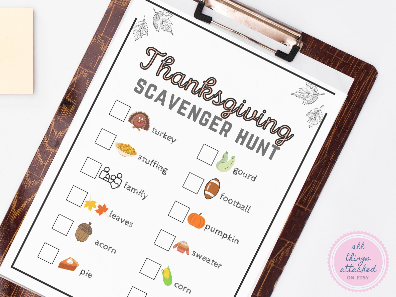 Thanksgiving Scavenger Hunt Printable Thanksgiving Games Kids ...