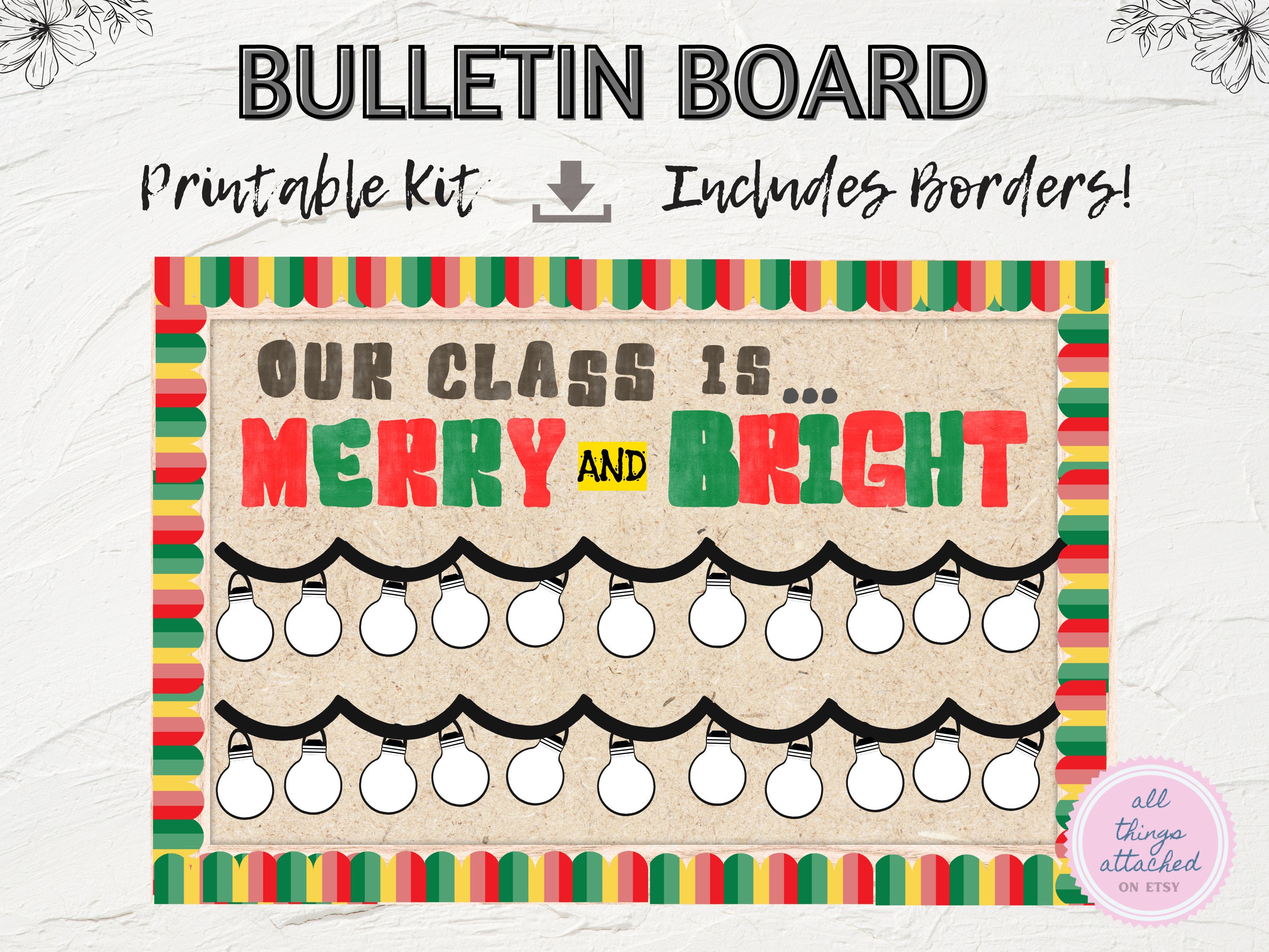 Christmas Themed Bulletin Board Set December Printable Board Kit Our ...