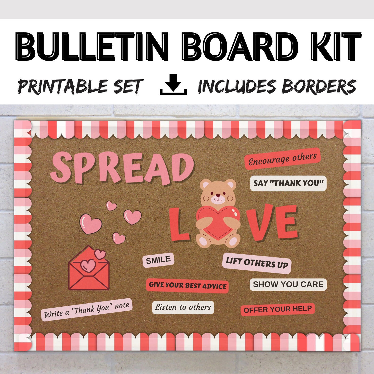 Valentine's Themed Bulletin Board Printable Kindness Month Bulletin ...