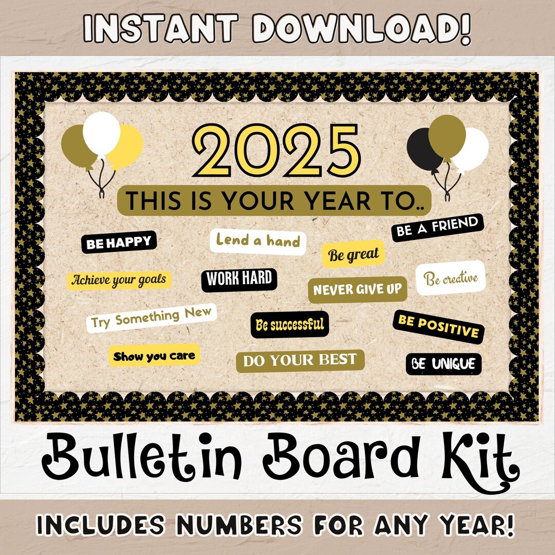 New Year Bulletin Board Idea | Printable Bulletin Board Kit | January ...