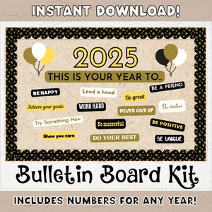 New Year Bulletin Board Idea | Printable Bulletin Board Kit | January ...