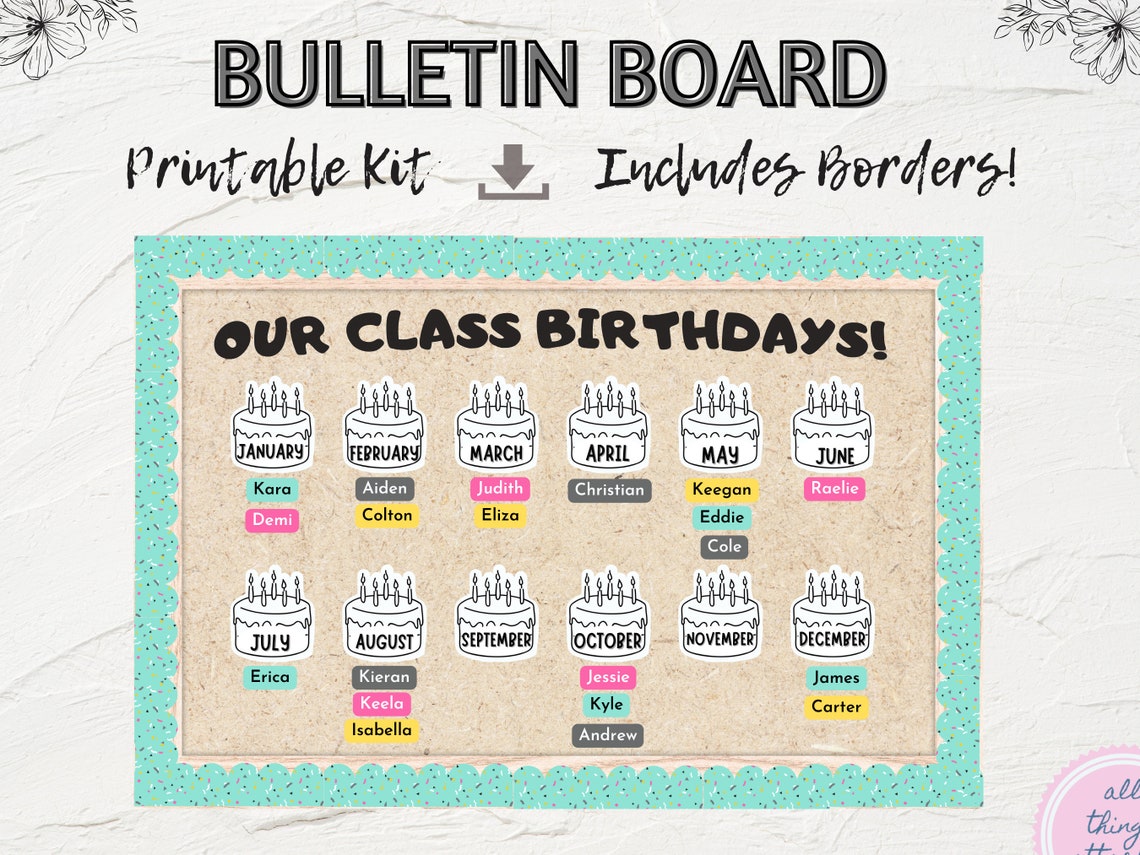 Birthdays Bulletin Board Set Printable Classroom Bulletin - Etsy
