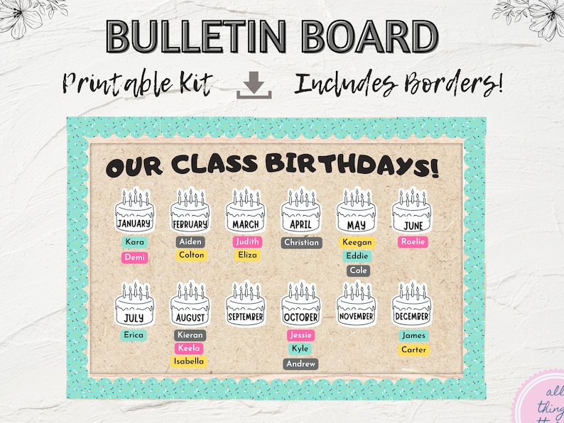 Birthdays Bulletin Board Set Printable Classroom Bulletin - Etsy
