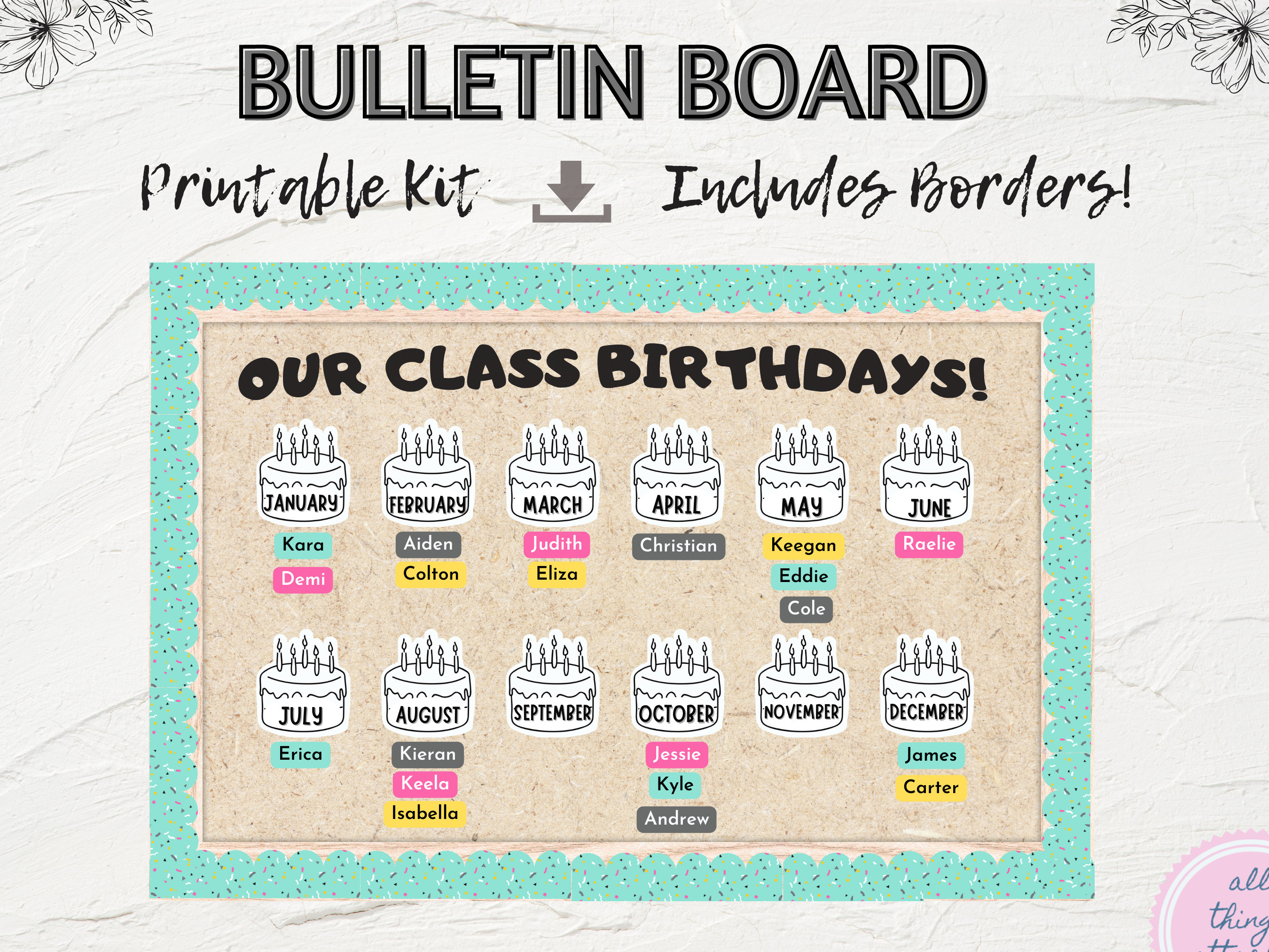 Birthdays Bulletin Board Set Printable Classroom Bulletin - Etsy